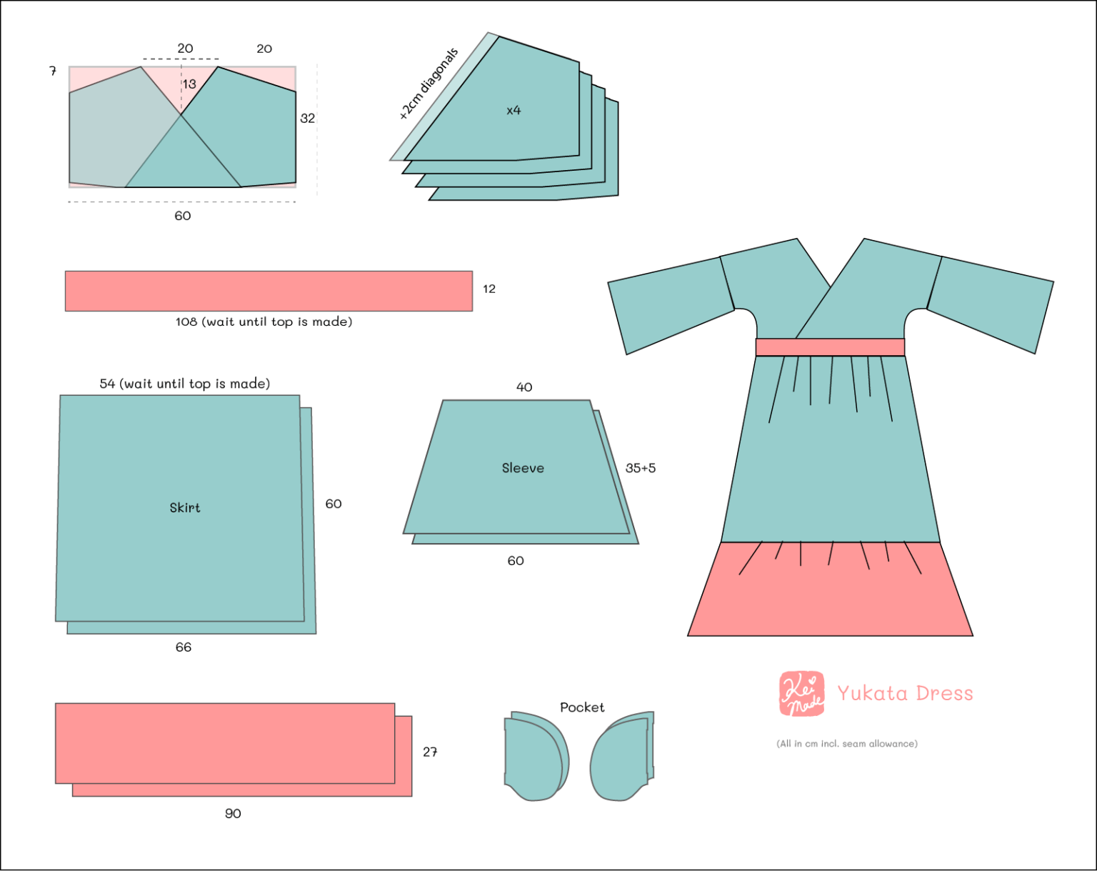 How to sew a Kimono Style Dress (free pattern) - KeiMade Blog - Crafts ...