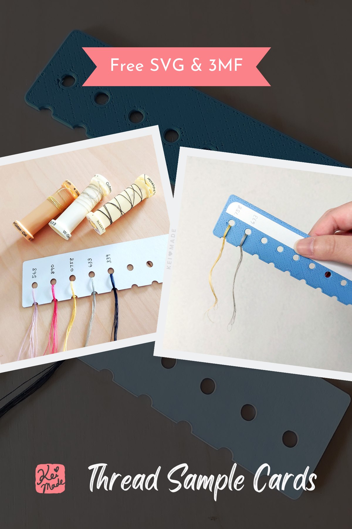 DIY Thread Sample Cards for storing left over threads (free SVG & 3MF ...