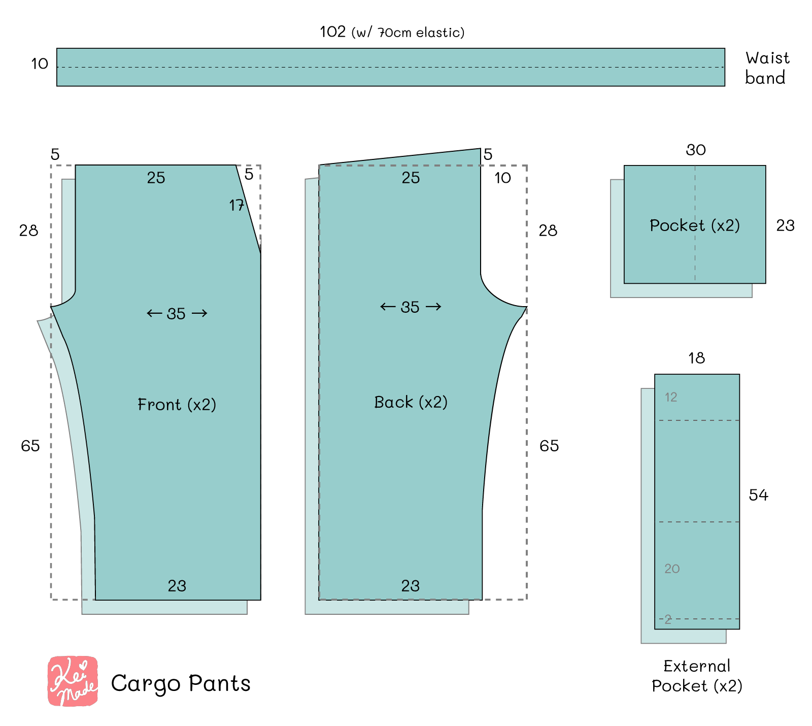 Sewing Easy Cargo Pants (from a flannelette bed sheet) - KeiMade Blog ...