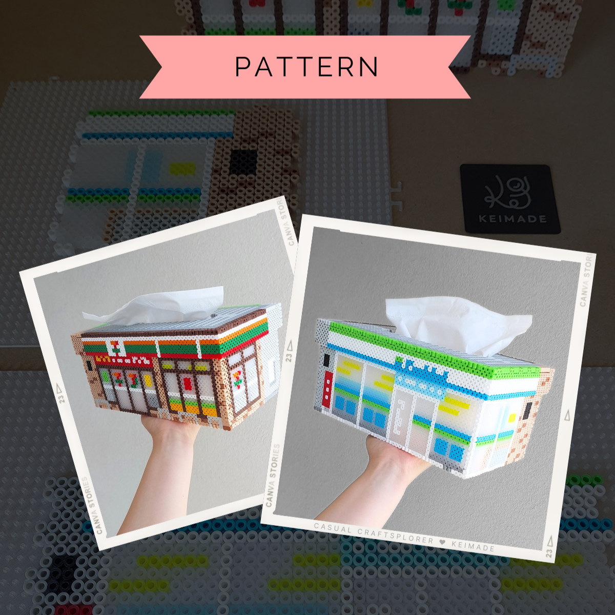 Konbini Tissue Box Case: Perler Bead Pattern - KeiMade Blog - Arts ...